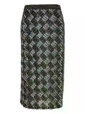 P.a.r.o.s.h Diamond-pattern Sequinned Midi Skirt