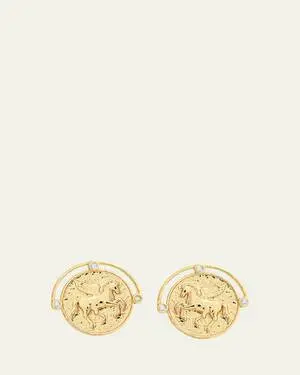 ANABEL ARAM JEWELRY Pegasus Coin Stud Earrings - Gold
