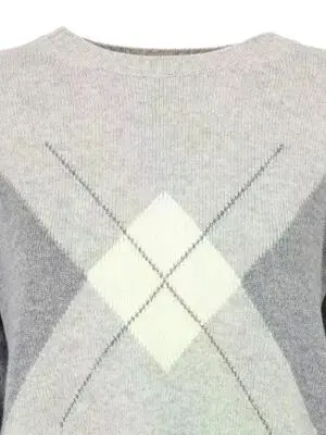 KANGRA Crew Neck Argyle Knit Sweater