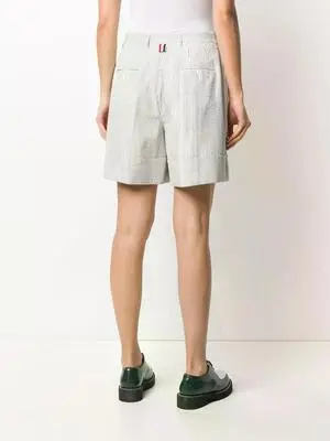 Thom Browne High-waist Striped Seersucker Shorts