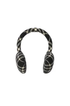 Burberry Check Wool Cashmere Earmuffs - Black/calico Beige