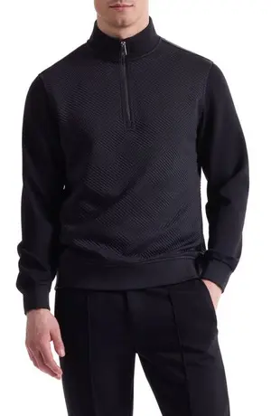 Bugatchi Soft Touch Quarter-zip Pullover - Black