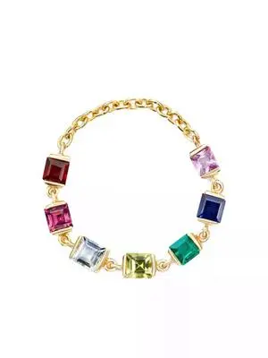 YI COLLECTION 14k Gold Rainbow Sapphires Chain Ring