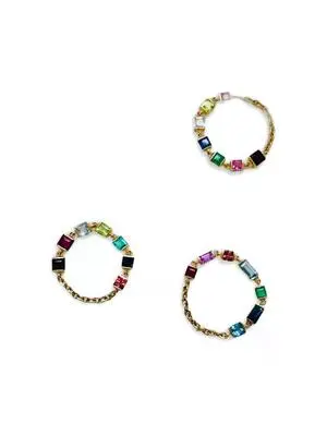 YI COLLECTION 14k Gold Rainbow Sapphires Chain Ring
