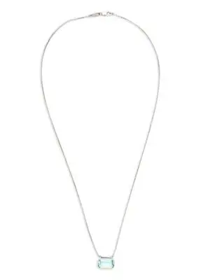 YI COLLECTION Platinum Nouveau Aquamarine Necklace - Silver