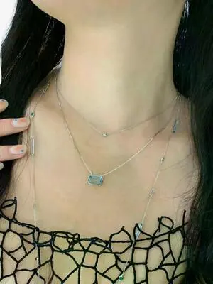 YI COLLECTION Platinum Nouveau Aquamarine Necklace