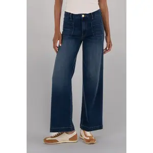 Kut From The Kloth Meg High-Rise Patch Pocket Wide Leg Jeans Contentment