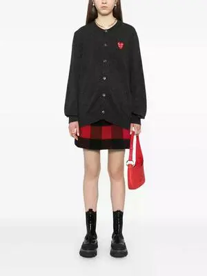 Play Comme Des Garcon Heart-patch Wool Cardigan - Grey