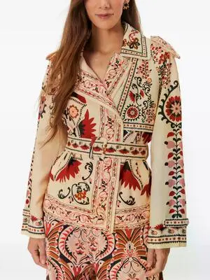 Farm Rio Mandala Floral-print Belted Blazer