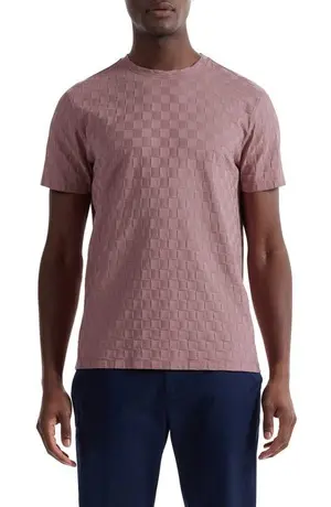 Bugatchi Geo Textured Cotton T-shirt - Wood Rose
