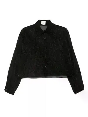 ALYSI Glitter-detail Collared Shirt - Black