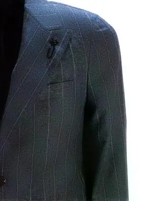 LARDINI Pinstripe Lapel Blazer - Blue