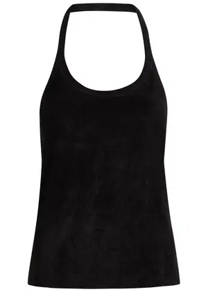Stouls Stretch-suede Halterneck Top - Black
