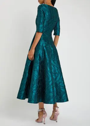 Talbot Runhof Patterned-jacquard Woven Midi Dress - Blue
