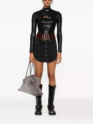 DIESEL® Denim Button-front Miniskirt - Black