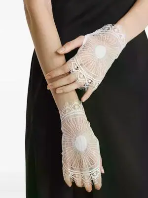 2310 STUDIO Lace Fingerless Gloves - White