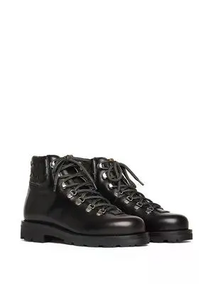 SCAROSSO Catherine Leather Lace-up Boots - Black