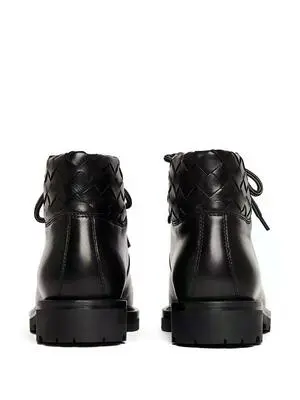 SCAROSSO Catherine Leather Lace-up Boots - Black