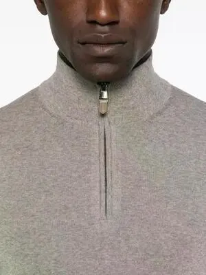Canali High-neck Zip-up Sweater - Neutrals