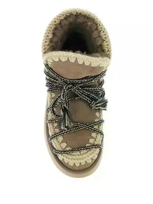 Mou 40mm Crochet-detail Lace-up Boots - Brown