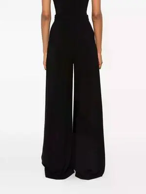 NISSA Pleated Crystal-embellished Trousers - Black