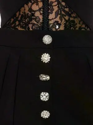 NISSA Pleated Crystal-embellished Trousers - Black