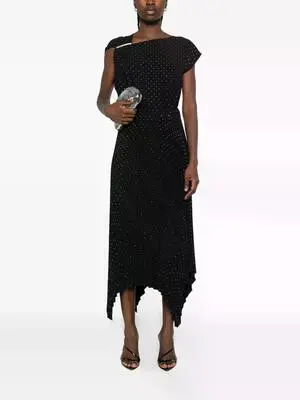 NISSA Embellished Asymmetric Midi Dress
