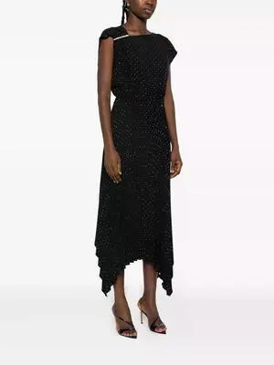 NISSA Embellished Asymmetric Midi Dress
