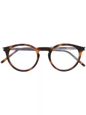 Saint Laurent 347 Round-frame Glasses - Brown