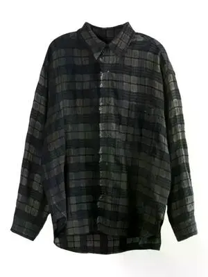 UMA WANG Checked-pattern Frayed Shirt