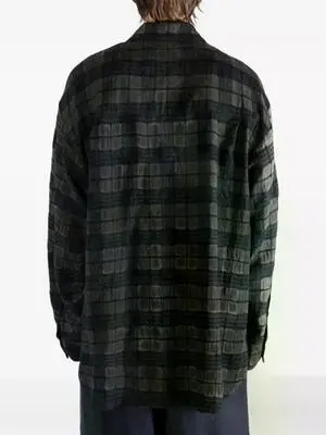 UMA WANG Checked-pattern Frayed Shirt