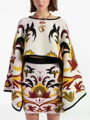 La DoubleJ Floral-patterned Wide-sleeve Stole