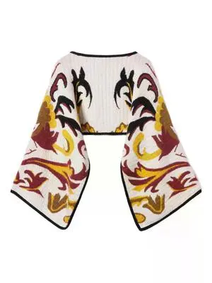 La DoubleJ Floral-patterned Wide-sleeve Stole