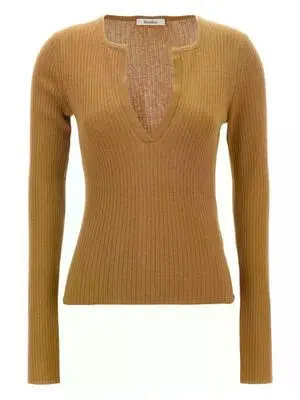 Max Mara Urlo Henley-neck Ribbed Sweater - Neutrals