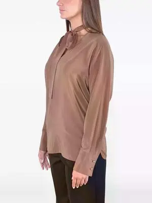 Max Mara Silk Bow-collar Blouse - Brown