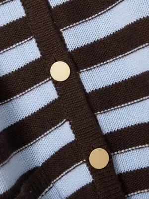 ALLUDE Striped Wool And Cashmere-blend Cardigan