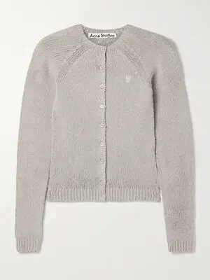 Acne Studios Embroidered Organic Cotton-blend Cardigan - Gray