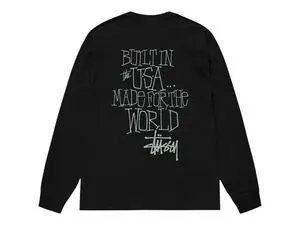 StÜssy Built In Usa Pigment Dyed Long Sleeve Tee Shirt - Black