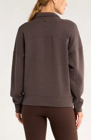 Zella Ultrasoft Half Zip Pullover - Brown Mole Heather