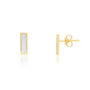 THE LOVERY FINE JEWELRY Mother Of Pearl Bar Stud Earrings - White