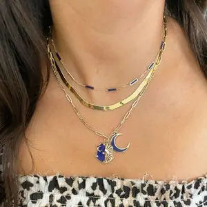 THE LOVERY FINE JEWELRY 14k Yellow Gold Lapis Bar Chain Necklace