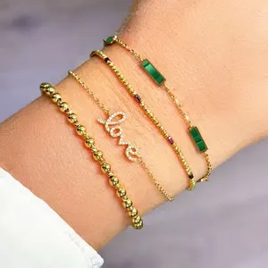 THE LOVERY Malachite Bar Chain Bracelet