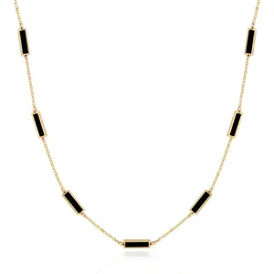 THE LOVERY FINE JEWELRY Bar Chain Necklace - Onyx