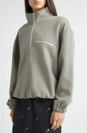 RIER Wool Fleece Half Zip Sweatshirt - Fog Fleece