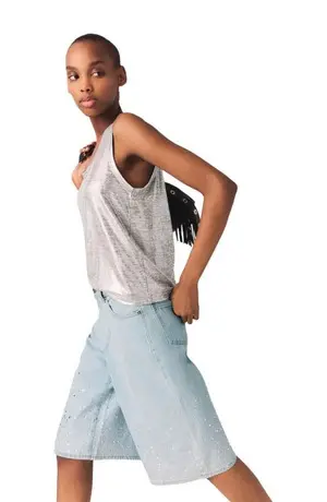 Maje Metallic Knit Sleeveless Top - Silver
