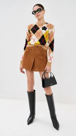 Marc Jacobs Argyle Wool Crewneck - Joy Yellow Multi