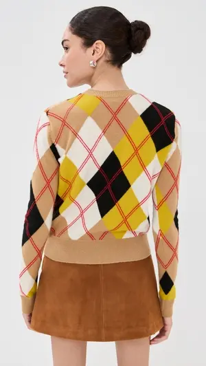 Marc Jacobs Argyle Wool Crewneck - Joy Yellow Multi