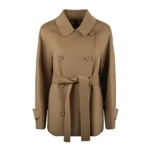 Max Mara Short Double Wool Trench Coat - Beige