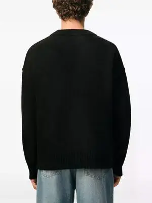 AMI Paris De Coeur Embroidered Wool Cardigan