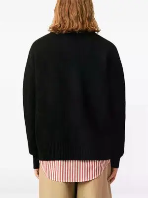 AMI Paris De Cœur Intarsia-knit Wool Cardigan - Black